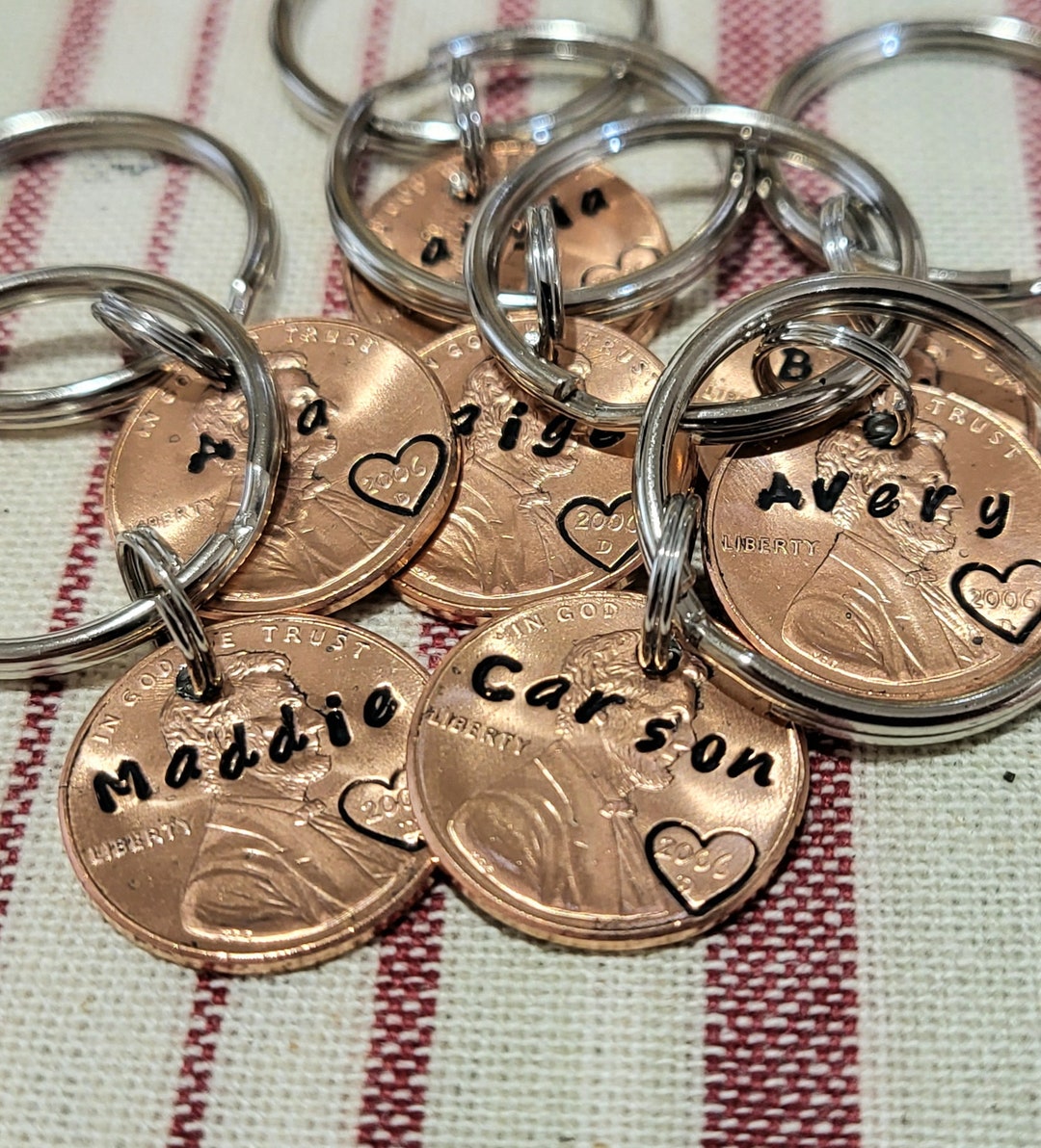 Custom 18th Birthday Name Penny Keychain, Lucky Penny Keychain ...