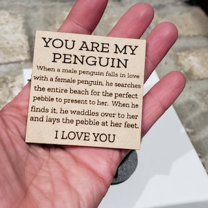 Penguin Pebble Gift Set: Beach Rock With Engraved Poem - Etsy