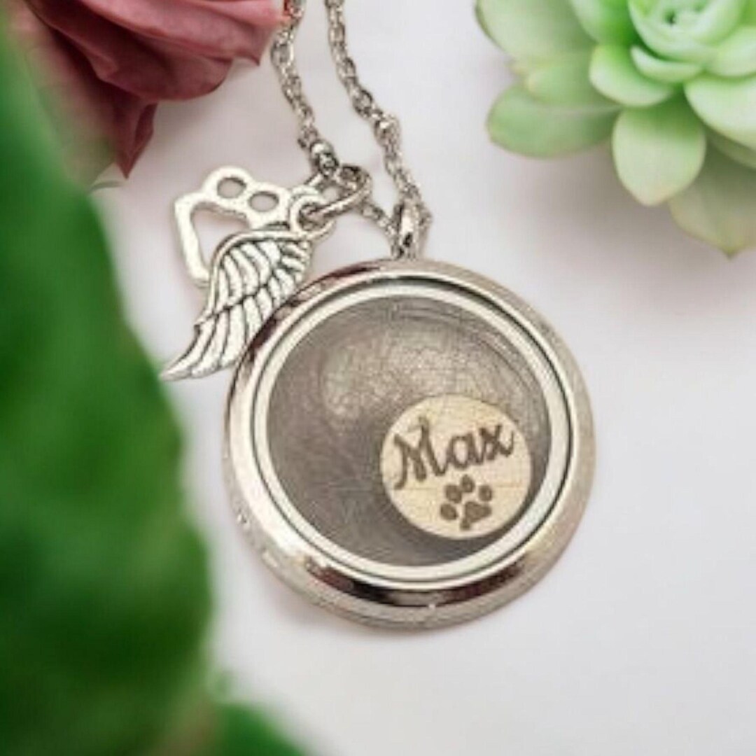 Custom Pet Hair Memorial Glass Locket, Dog or Cat Cremation Jewelry ...