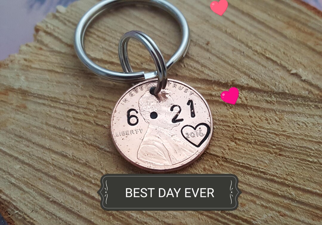 Penny Keychain. Anniversary Gifts for Men. Girlfriend Gift. Boyfriend ...
