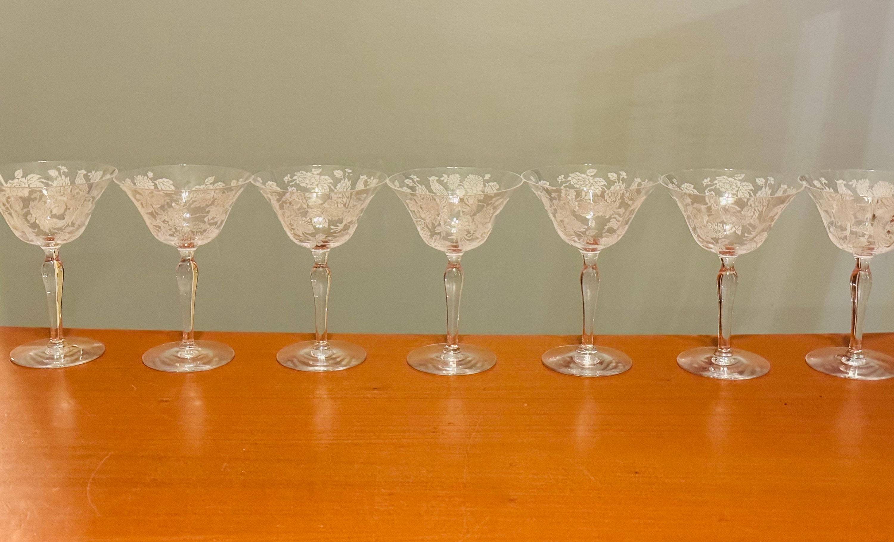 Martini Champagne Cocktail Glasses Set of 7 Art Deco Era Morgantown ...