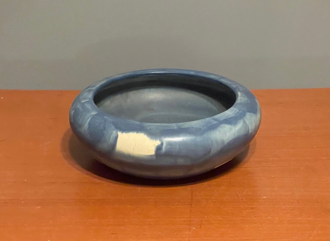 Art Pottery Low Bowl Vintage Circa 1930s Zaneware 8" Blue White Matte ...