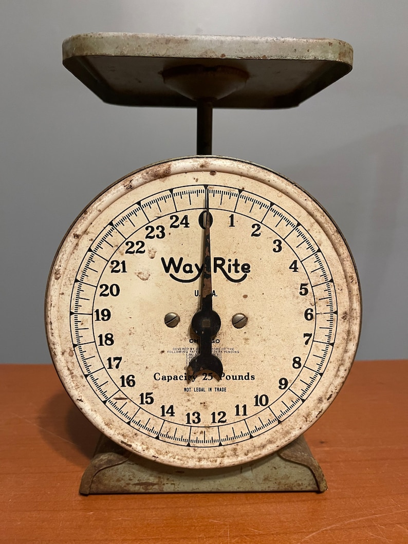 1930s Vintage 1940s Way Rite 25 Lbs Kitchen & Household Scale Hanson ...