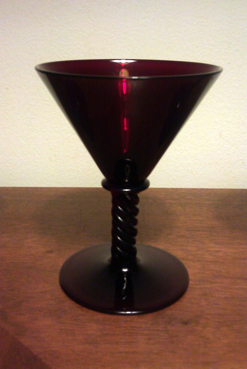 Set of 5 Vintage Dark Red Martini-shaped Small Cordial or Sampler Twist ...