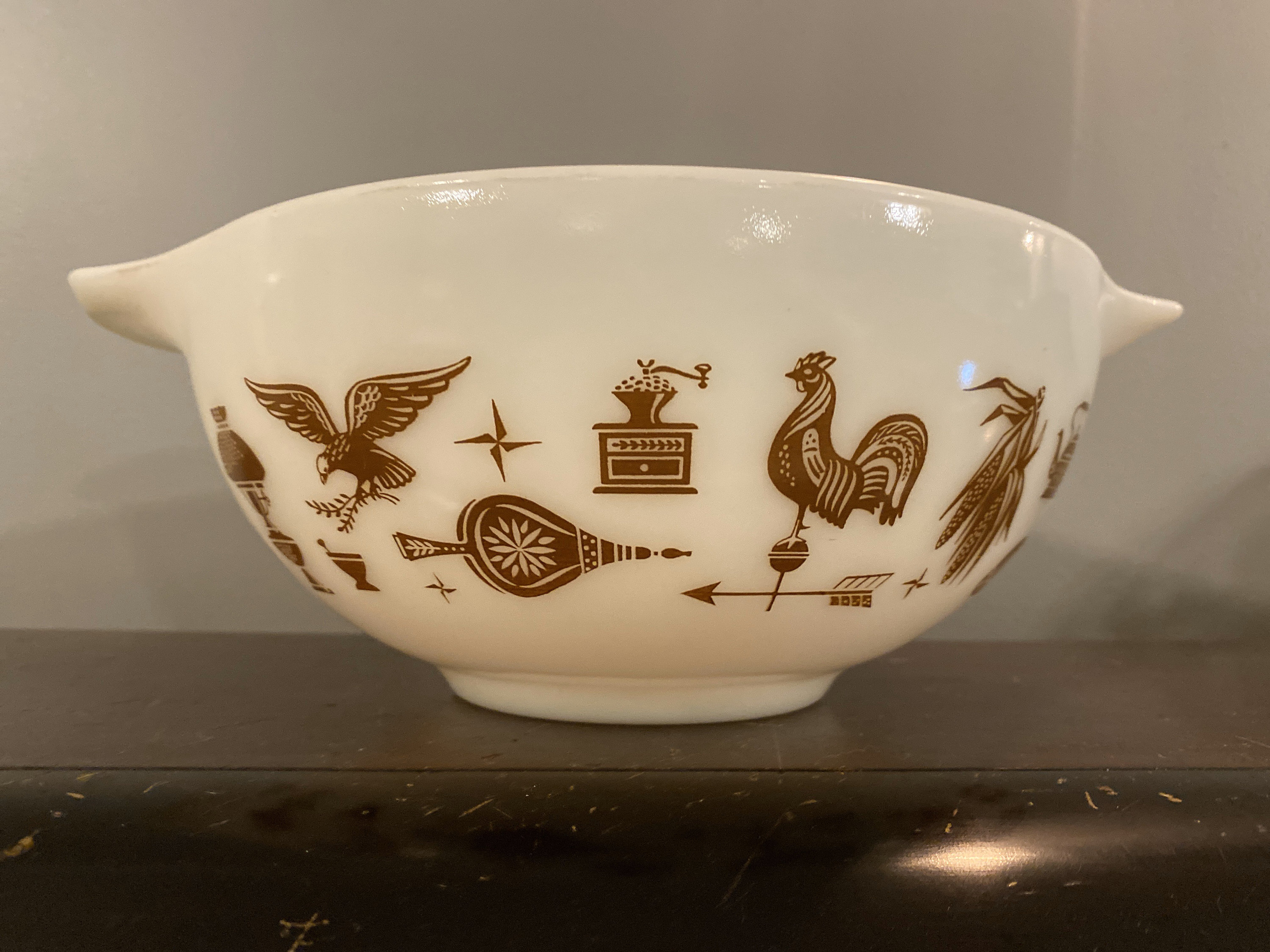 Pyrex Glass Mixing Bowls Brown & White Americana 1950s Vintage | Etsy