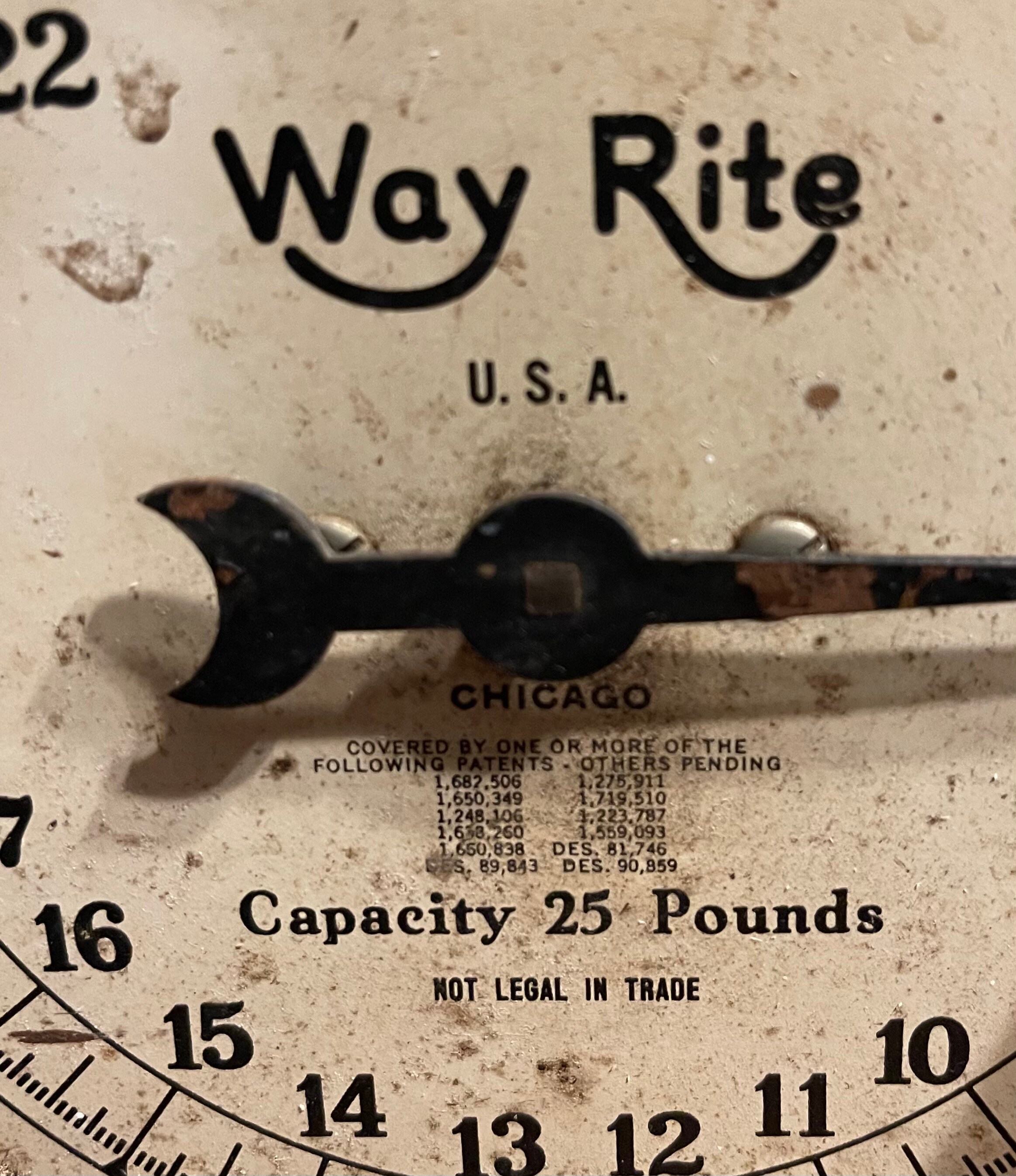 1930s Vintage 1940s Way Rite 25 Lbs Kitchen & Household Scale Hanson ...