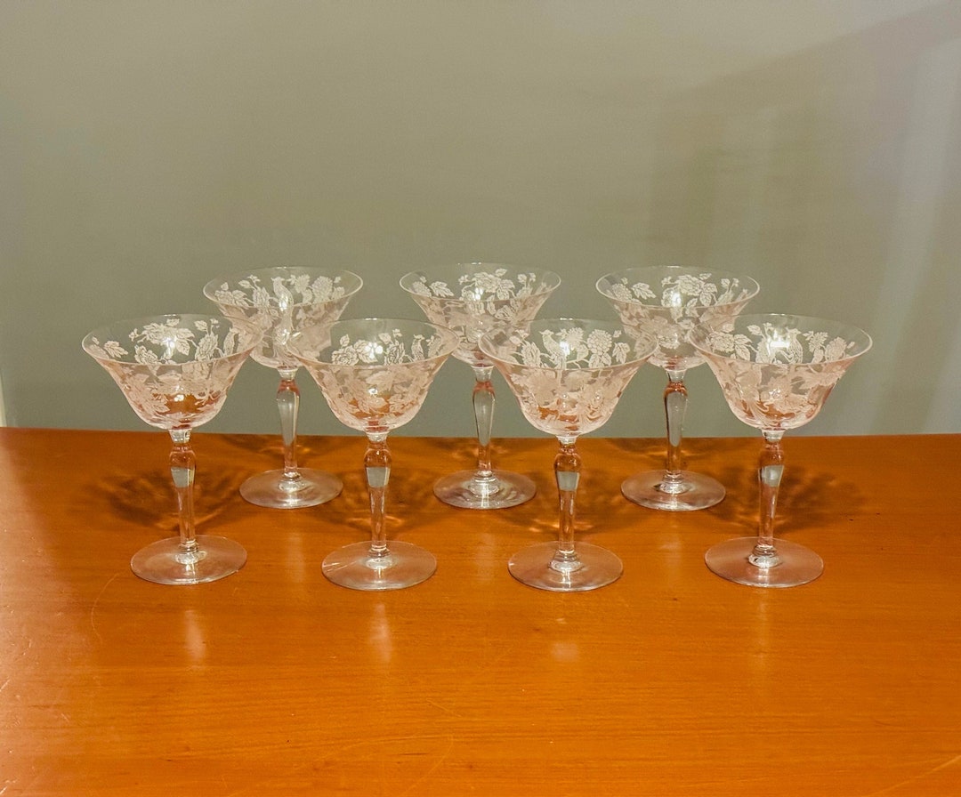 Martini Champagne Cocktail Glasses Set of 7 Art Deco Era Morgantown ...