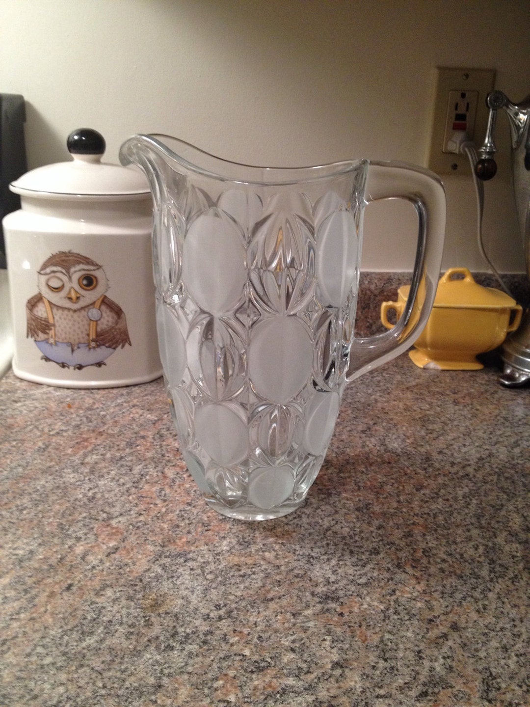 Pressed Glass Serving Pitcher Vintage 1950s or 1960s Mid-century ...