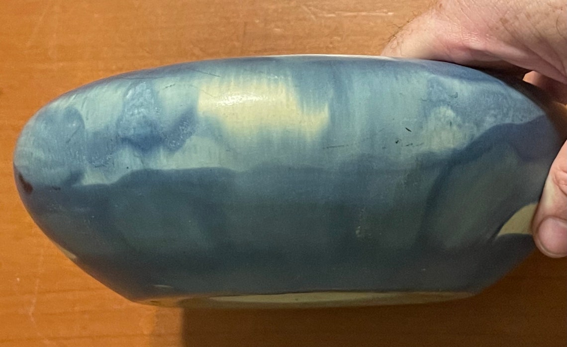 Art Pottery Low Bowl Vintage Circa 1930s Zaneware 8" Blue White Matte ...