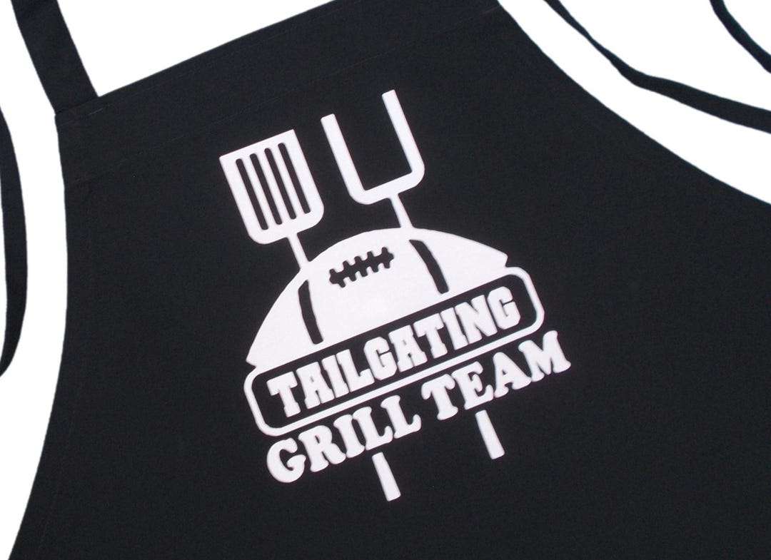 Black Tailgating Apron Tailgate Grill Team, BBQ Chef Apron, Game Day Cooking Apron, One Size ...