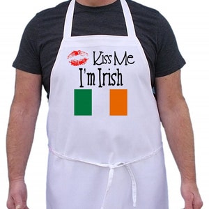 White Cooking Apron Kiss Me I'm Irish St Patricks Day Aprons - Etsy