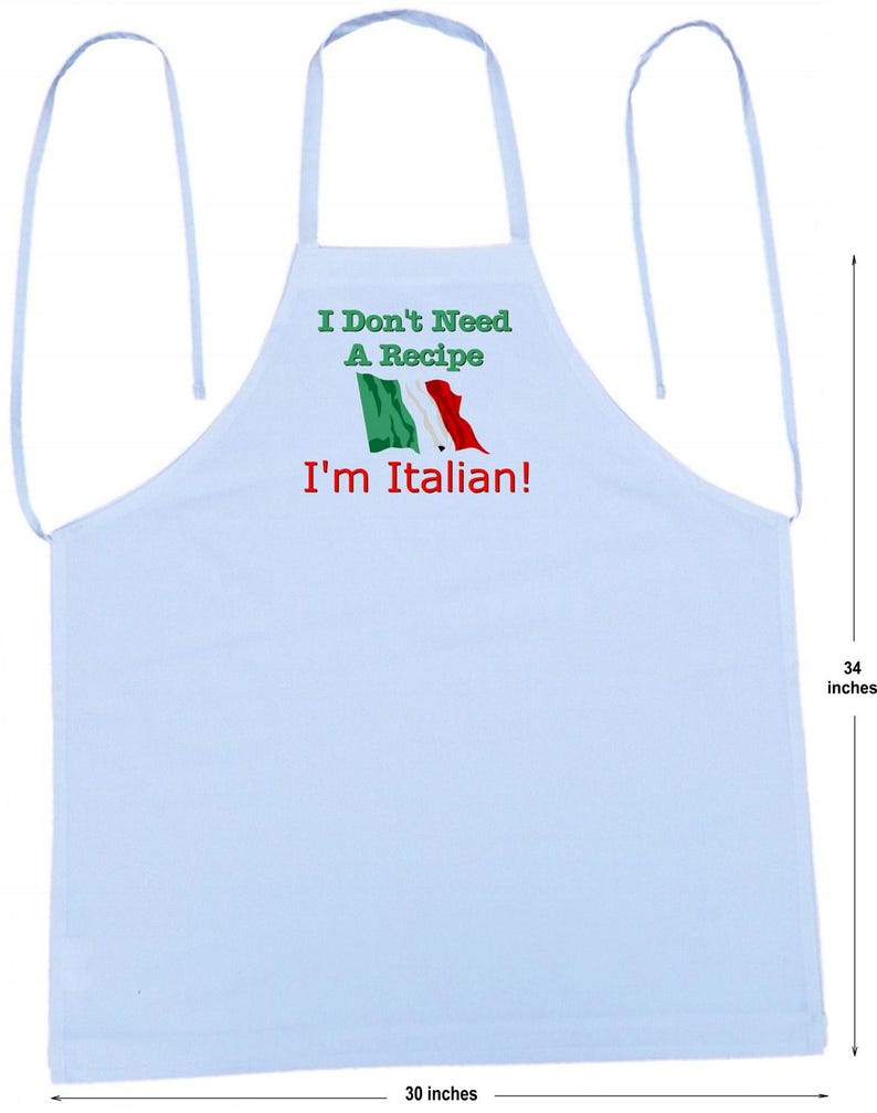 Funny Italian Chef Apron, "i Don't Need a Recipe", White Kitchen Apron ...