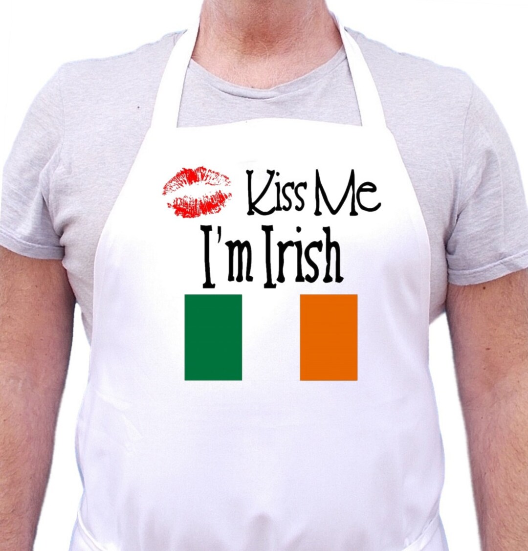 White Cooking Apron Kiss Me I'm Irish St Patricks Day Aprons - Etsy