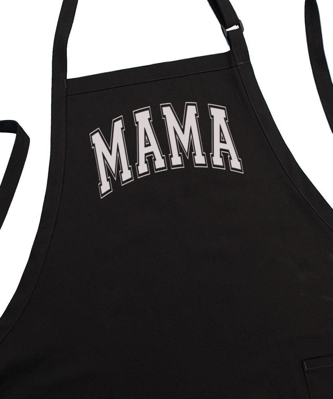 MAMA Mom Aprons for Women With Pockets, Black, Extra Long Ties, Cooking ...