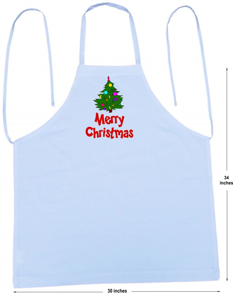 Merry Christmas White Cooking Aprons Holiday Kitchen Apron - Etsy