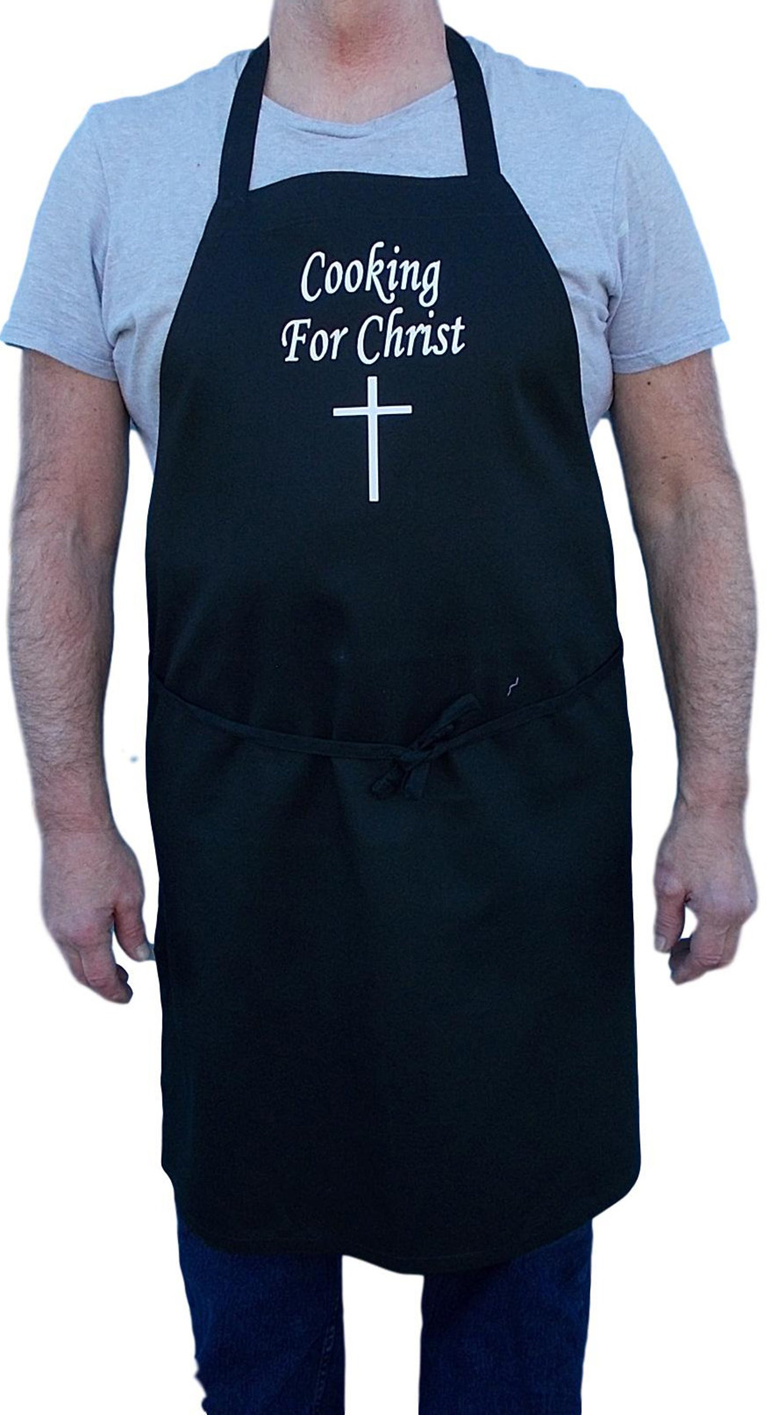 Christian Black Kitchen Apron Cooking for Christ Church | Etsy