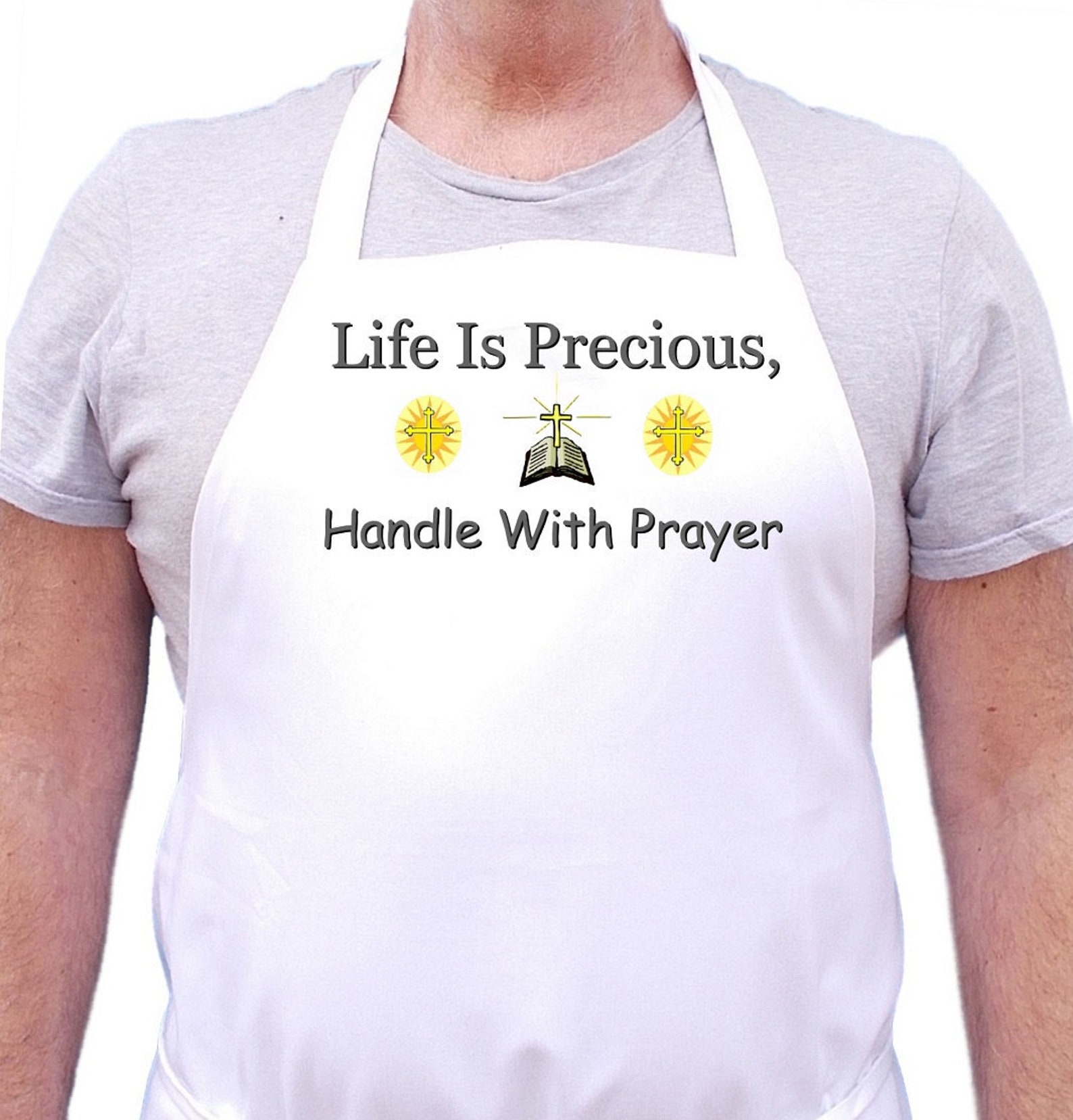 White Kitchen Aprons Handle With Prayer Cooking Apron - Etsy