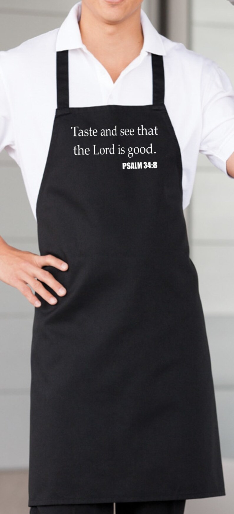 Christian Black Cooking Aprons the Lord is Good Kitchen Apron | Etsy