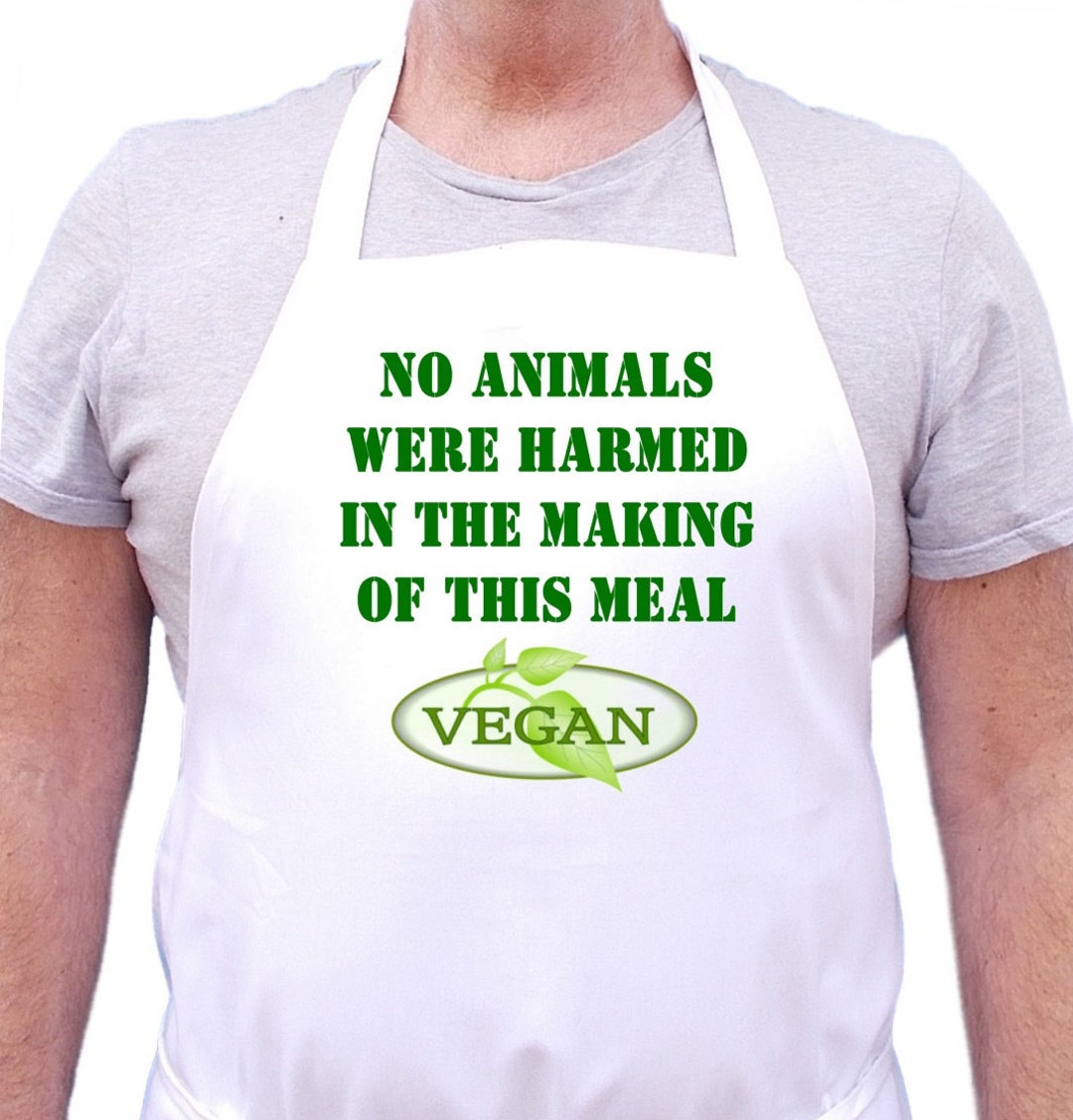 Vegan Aprons, Vegetarian Aprons, Vegan Apron Design, White With Extra ...