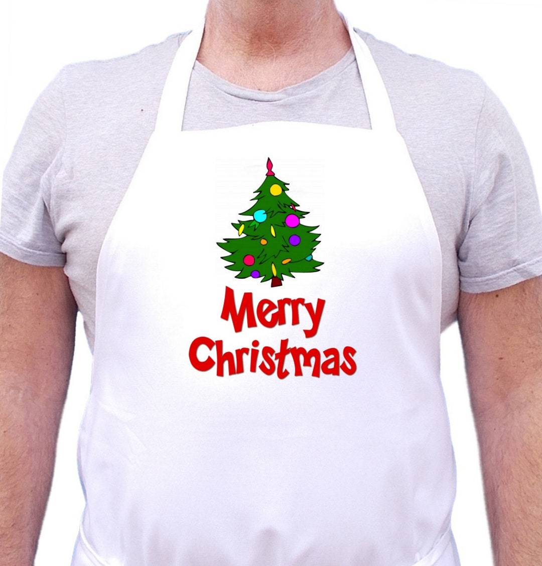 Merry Christmas White Cooking Aprons Holiday Kitchen Apron - Etsy