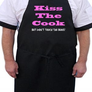 Funny Black Kitchen Apron Don't Touch the Buns Chef Aprons, Cute Aprons ...
