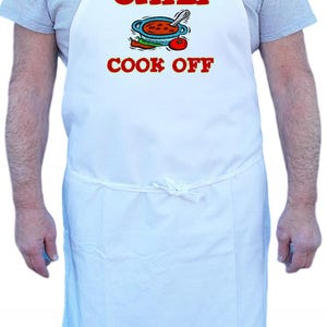 White Bib Chili Cook off Chef Aprons Novelty Kitchen Apron, One Size ...