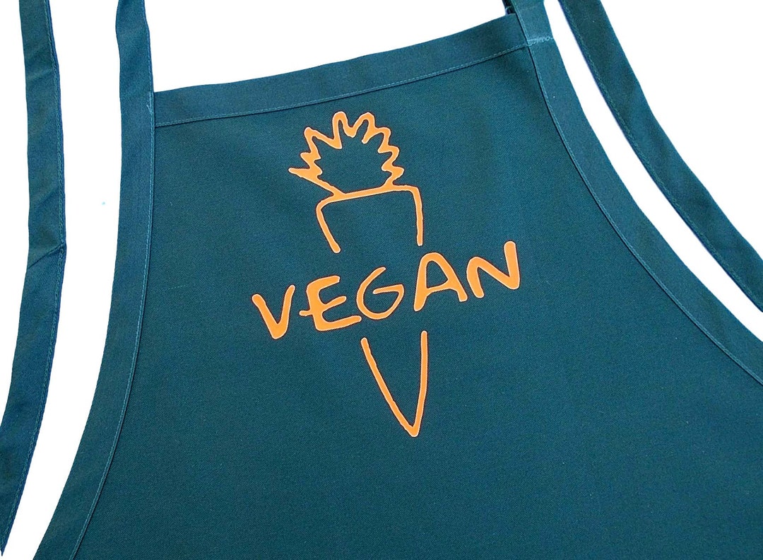Dark Green Vegan Apron, Adjustable Kitchen Apron With Pockets - Etsy