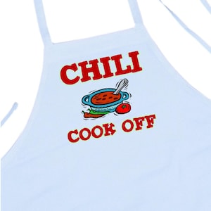 White Bib Chili Cook off Chef Aprons Novelty Kitchen Apron, One Size ...