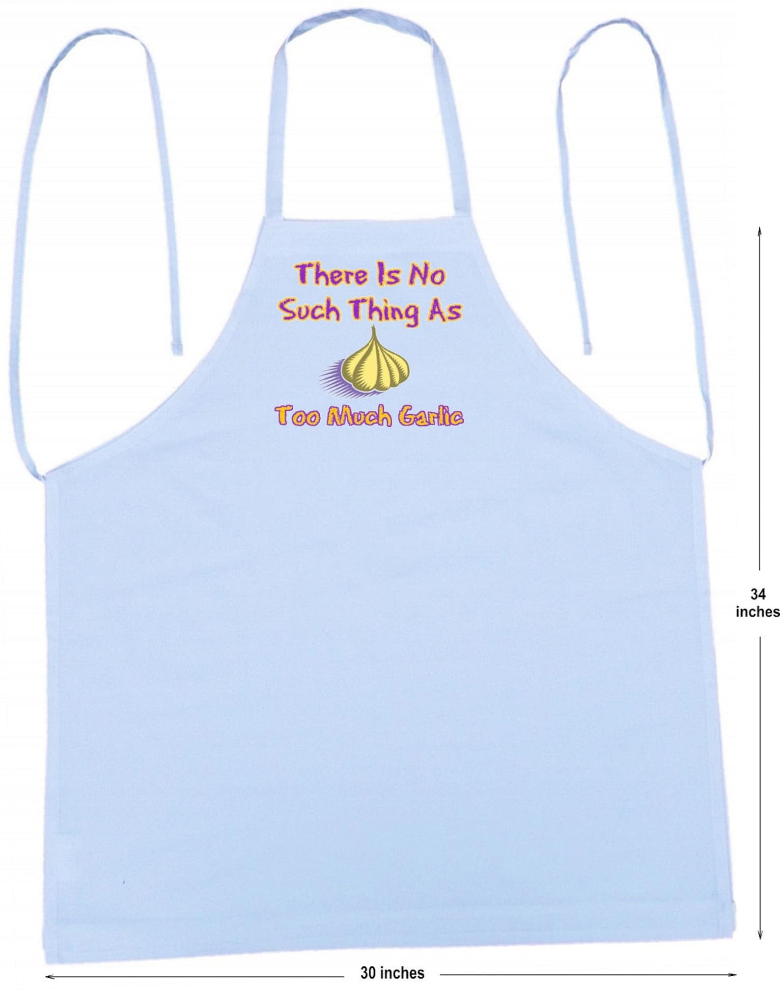 Funny Kitchen Aprons Too Much Garlic White Bib Apron Cooking | Etsy