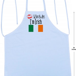 White Cooking Apron Kiss Me I'm Irish St Patricks Day Aprons - Etsy