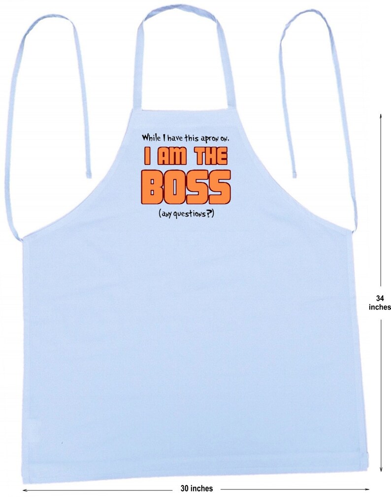 Funny White Apron I'm the Boss Novelty Kitchen Aprons | Etsy
