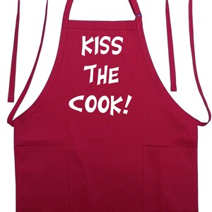 Red Chef Apron Kiss the Cook Novelty Kitchen Aprons - Etsy