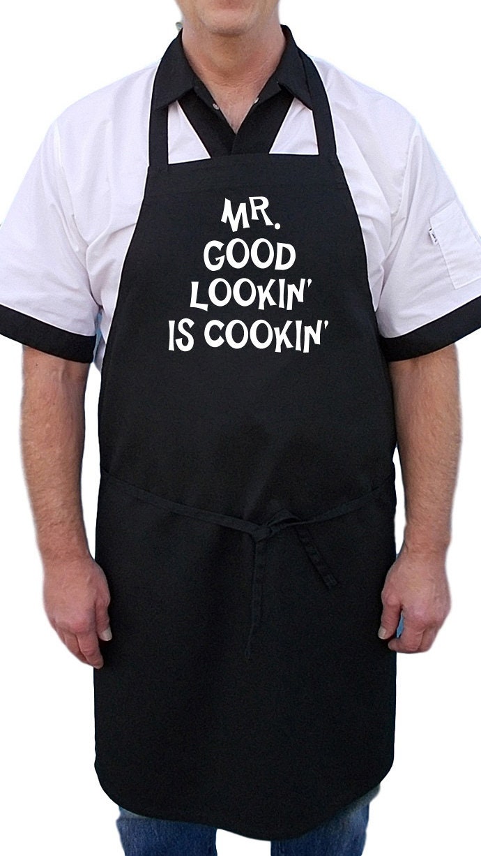 Mr Good Lookin Is Cookin Chef Hat And Apron Set Black Aprons And 