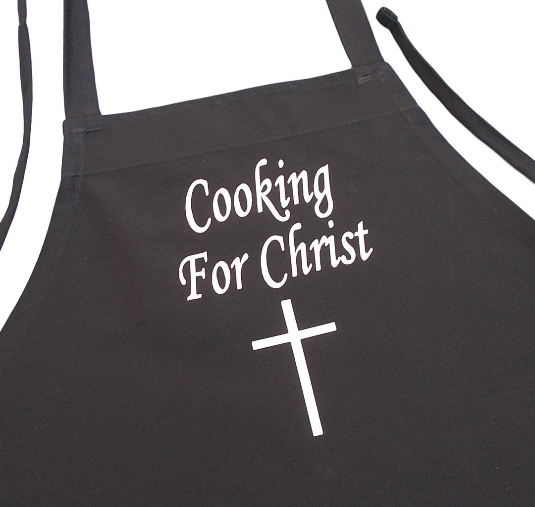 Christian Black Kitchen Apron Cooking for Christ Church Aprons ...