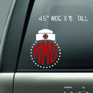 Nurse Decal Monogram Decal Monogram Car Decal Car Sticker RN Decal ...
