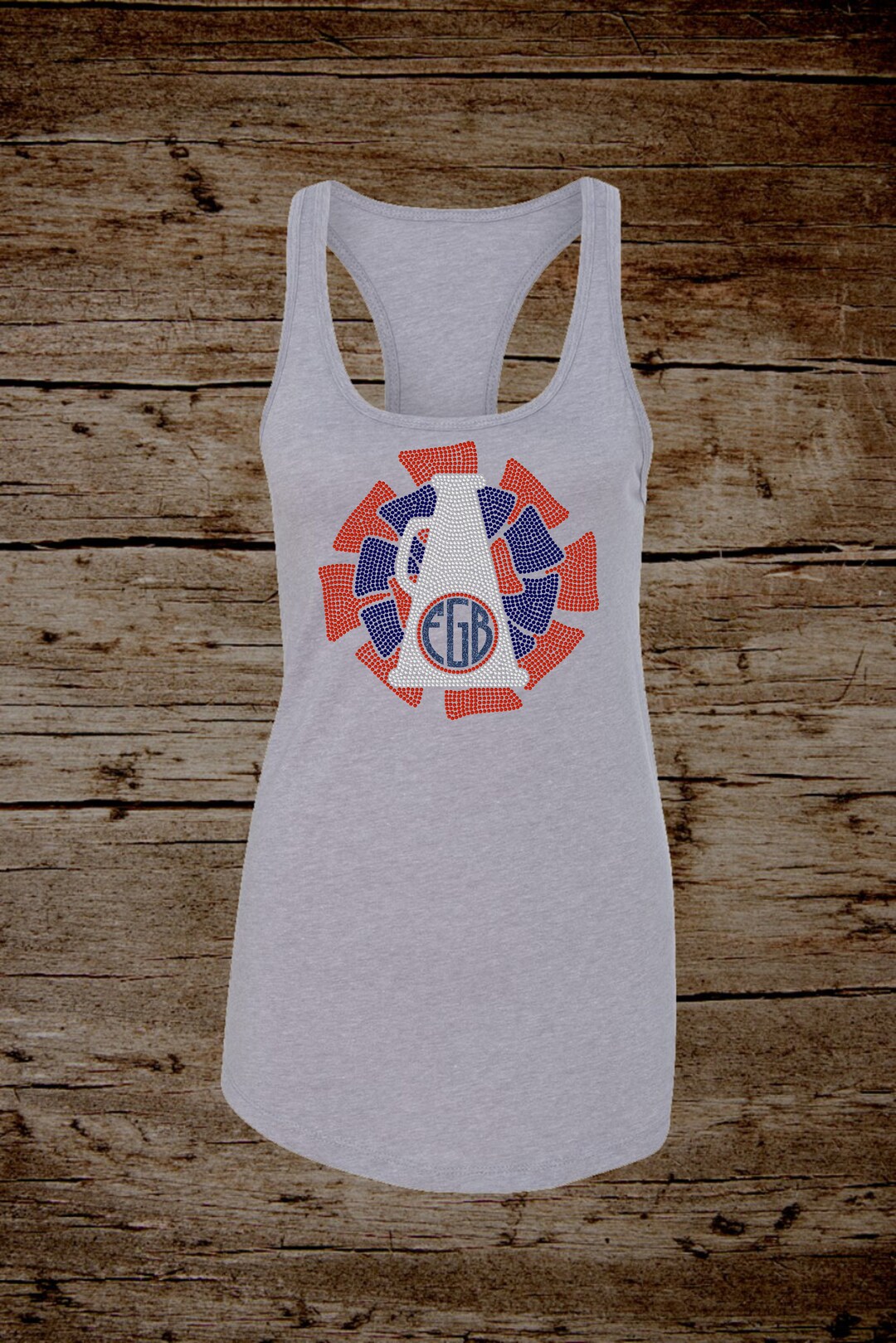 Cheer Bling Shirt - Megaphone Bling - Megaphone - Personalized - Ladies ...