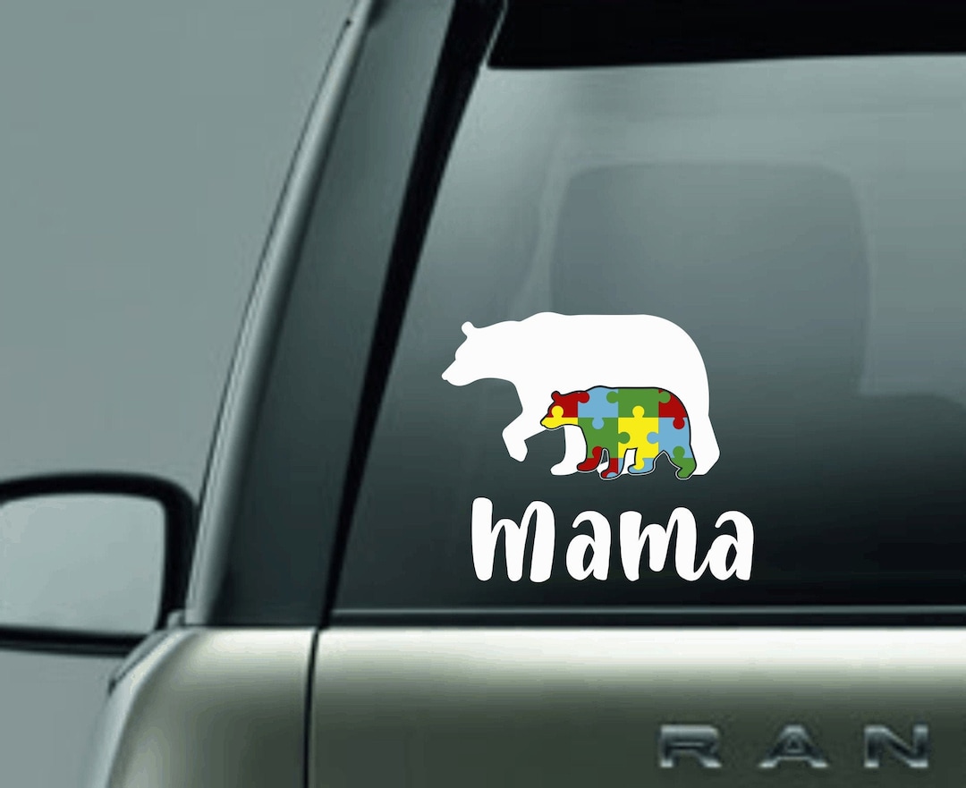 Autism Awareness Ribbon Car Decal - Mama Decal - Bear - Baby Bear ...