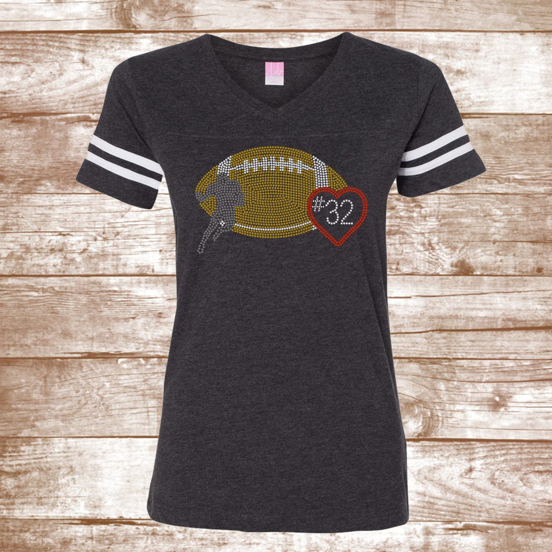Football Mom Bling Rhinestone Shirt - Football Player - Custom Number ...