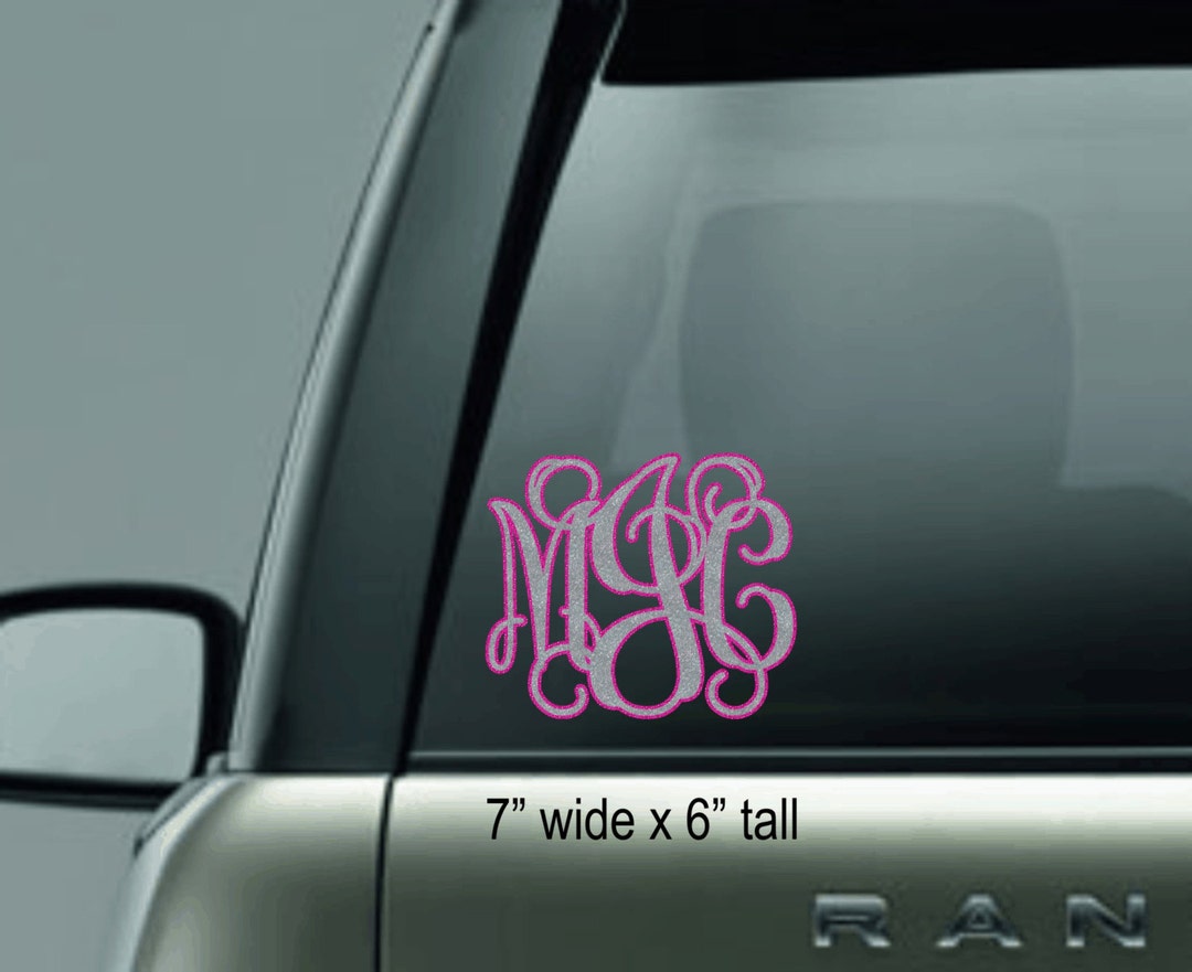 Double Layer Monogram Decal Fancy Script Decal vine Decal - Etsy