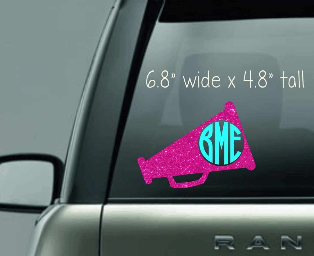 Cheer Monogram Decal Megaphone Decal Circle Vine Car Decal Car Sticker ...