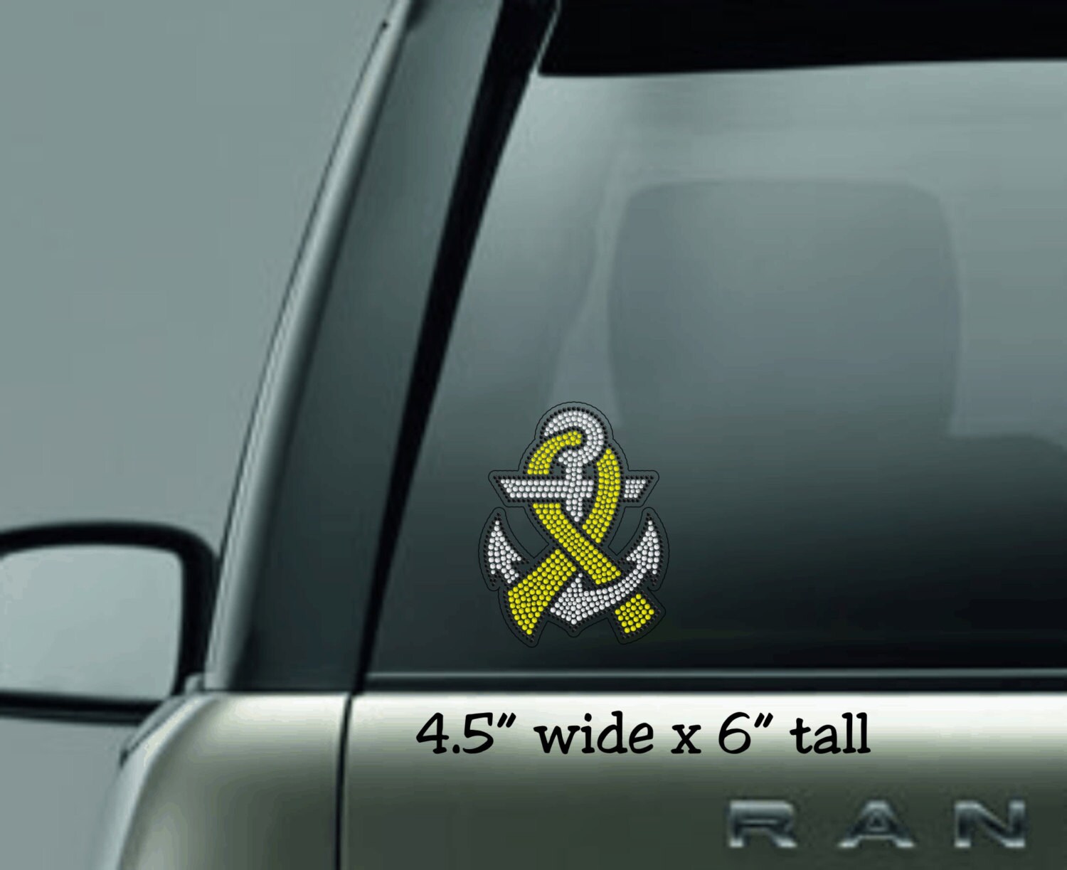 Anchor Awareness Ribbon Car Decal - Rhinestone Decal - Hard Surface ...