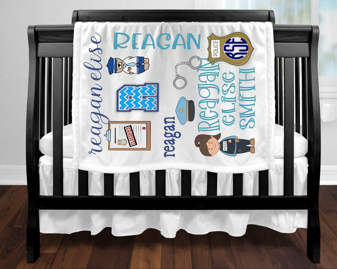 Personalized Baby Blanket - Police Officer Theme - Baby Shower Gift ...