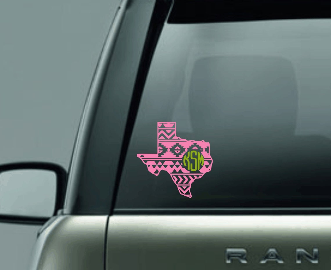 Aztec State of Texas Monogram Decal Car Decal Car Monogram - Etsy