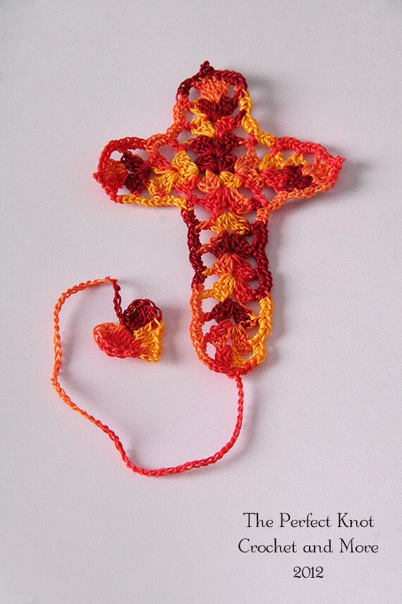 PDF Crochet Pattern File Cross Bookmark With Heart Tassel - Etsy