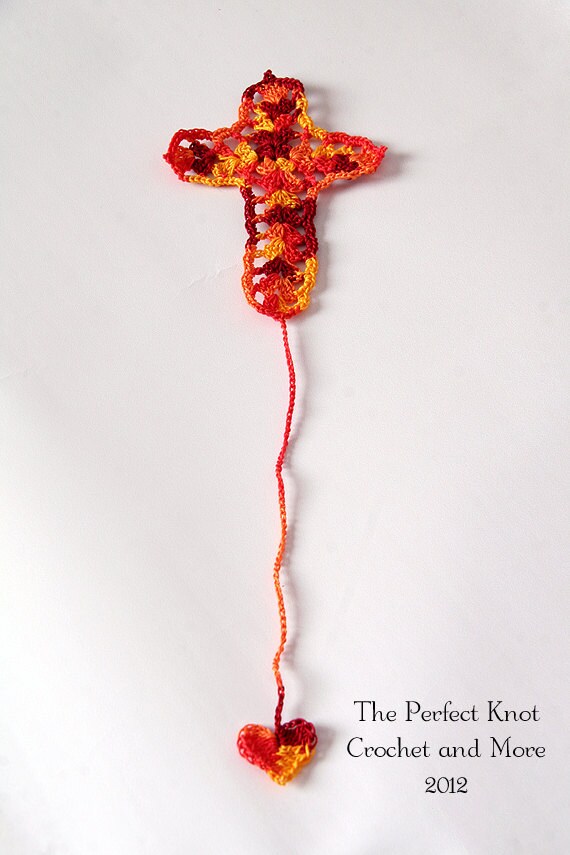PDF Crochet Pattern File Cross Bookmark With Heart Tassel - Etsy