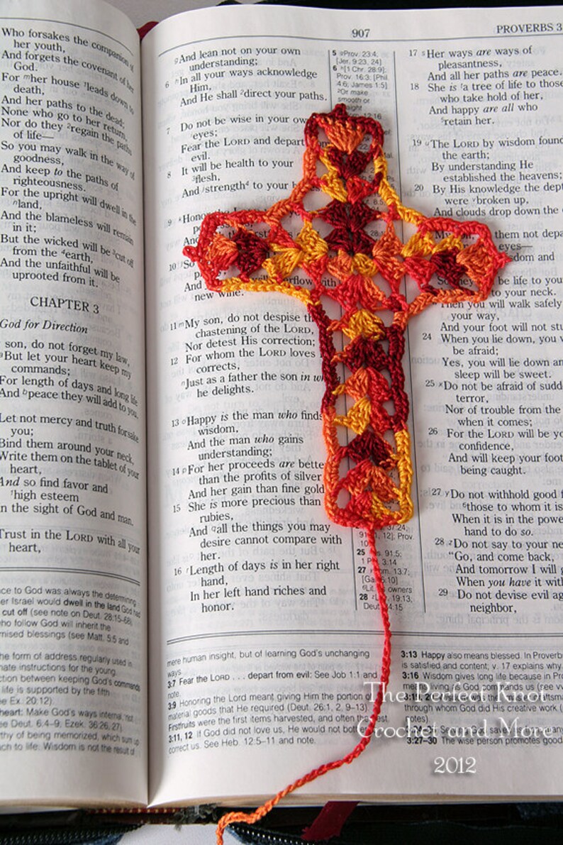 PDF Crochet Pattern File - Cross Bookmark With Heart Tassel - Etsy