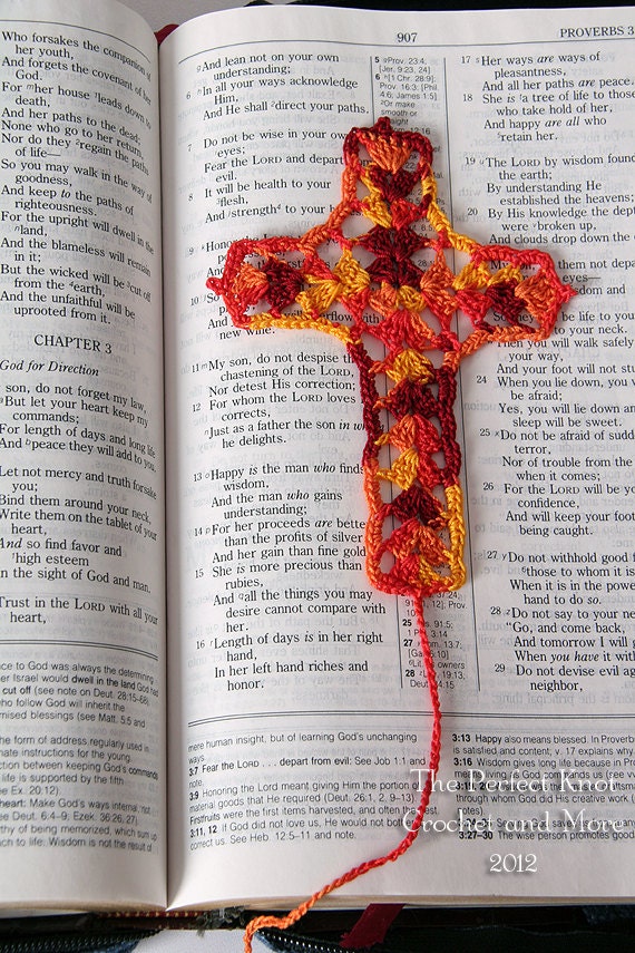 PDF Crochet Pattern File Cross Bookmark With Heart Tassel - Etsy