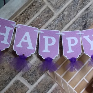 Happy Birthday Banner, Birthday Party Decoration, Lavender and White ...