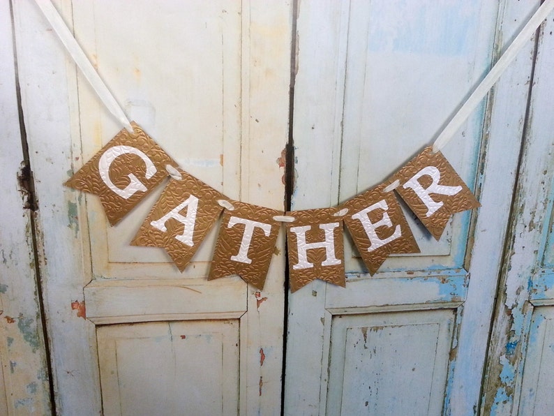 Gather Banner Cream and Gold Holiday Banner Christmas - Etsy