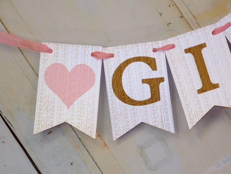 Gifts Banner With Hearts, Cream Pink and Gold Banner, Wedding Shower ...